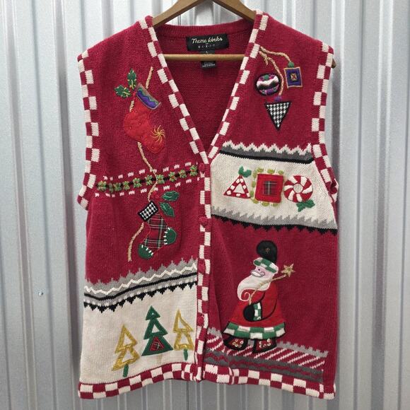 Theme Works | Sweaters | Vintage Theme Works Kikit Sweater Vest Red ...